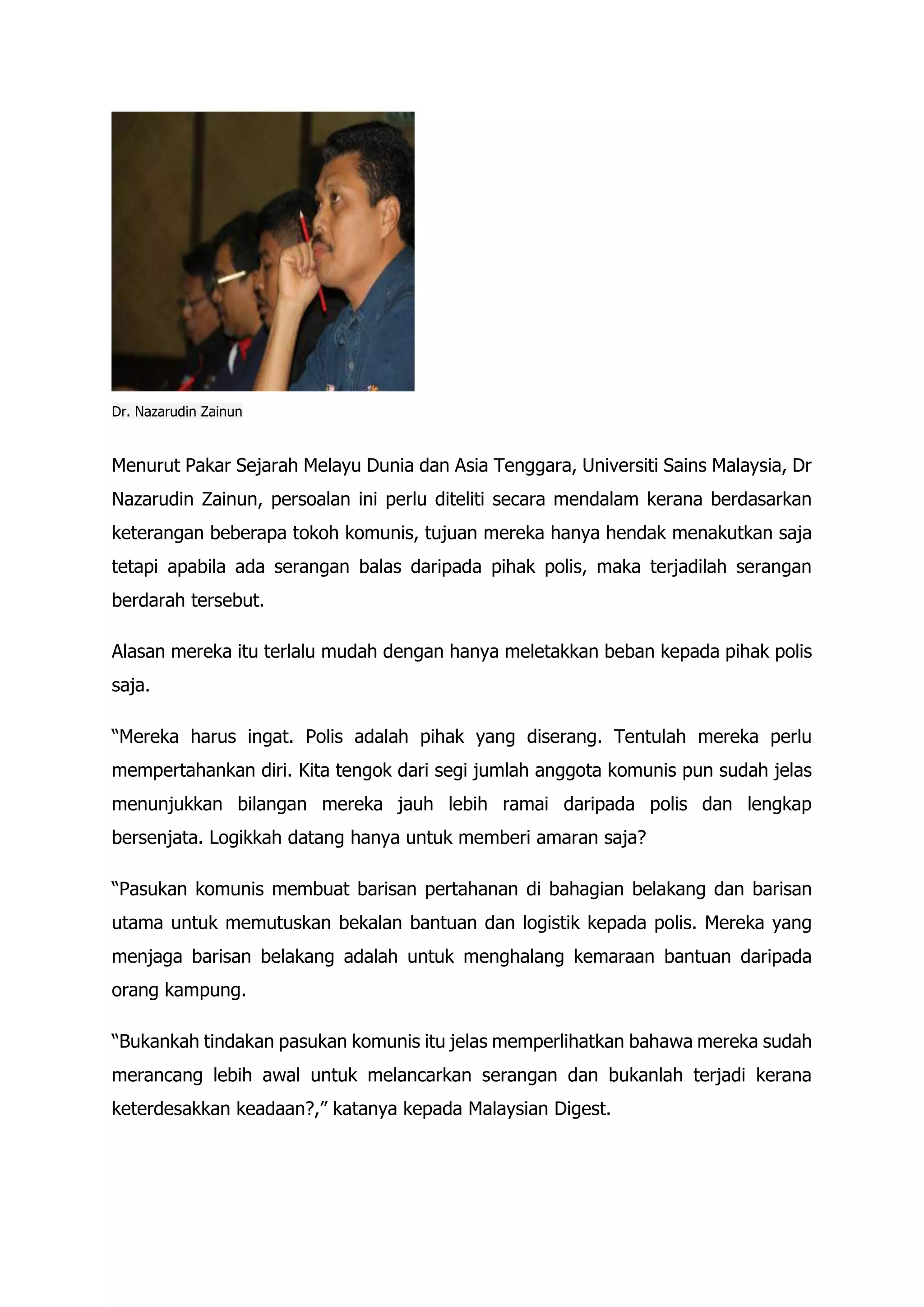 Perancangan asal mat indera dan pkm menyerang bukit kepong | PDF