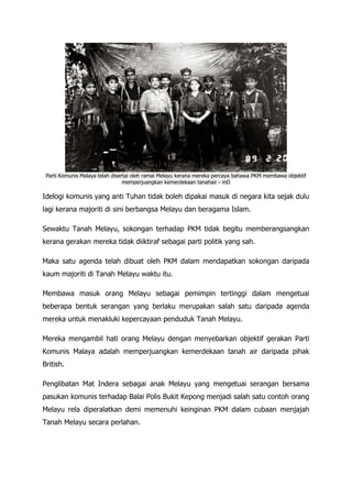 Perancangan asal mat indera dan pkm menyerang bukit kepong | PDF