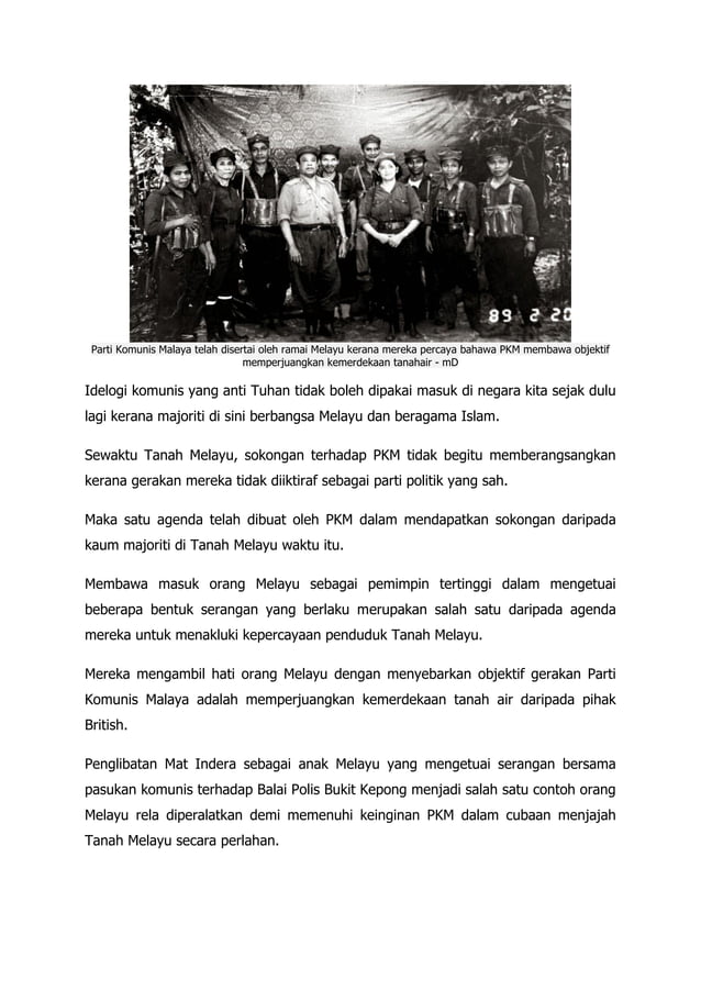 Perancangan asal mat indera dan pkm menyerang bukit kepong | PDF