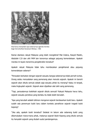 Perancangan asal mat indera dan pkm menyerang bukit kepong | PDF