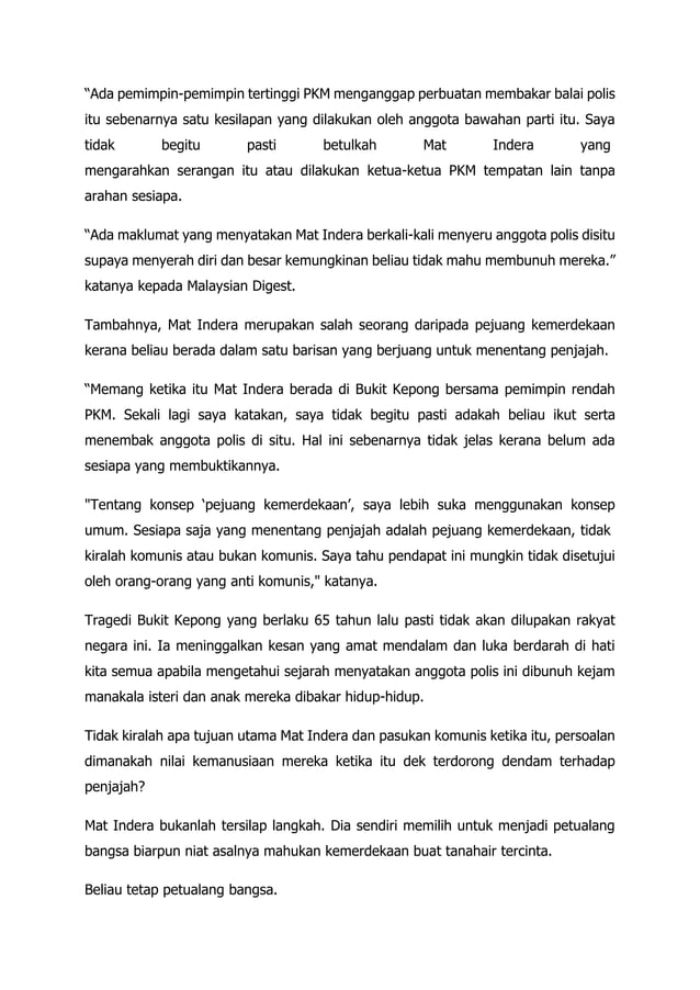 Perancangan asal mat indera dan pkm menyerang bukit kepong | PDF