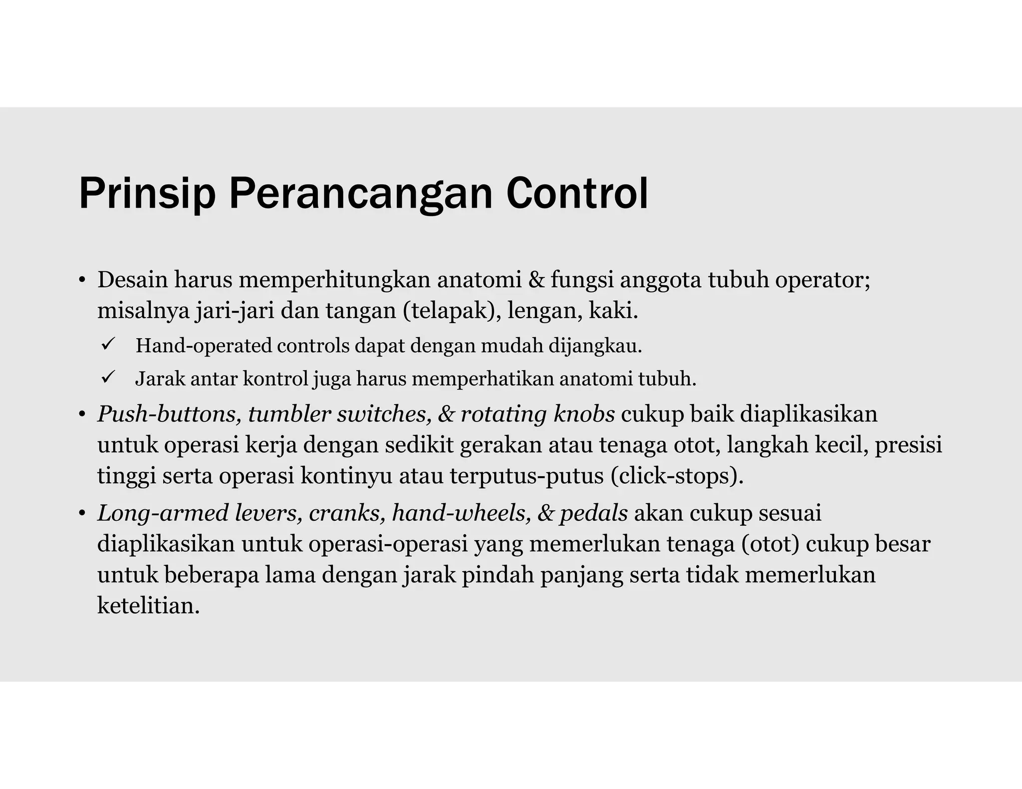ERGONOMI: PERANCANGAN DISPLAY & KONTROL | PDF