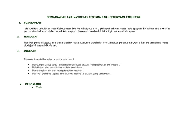 Perancangan kelab kesenian dan kebudayaan 2020 | DOCX