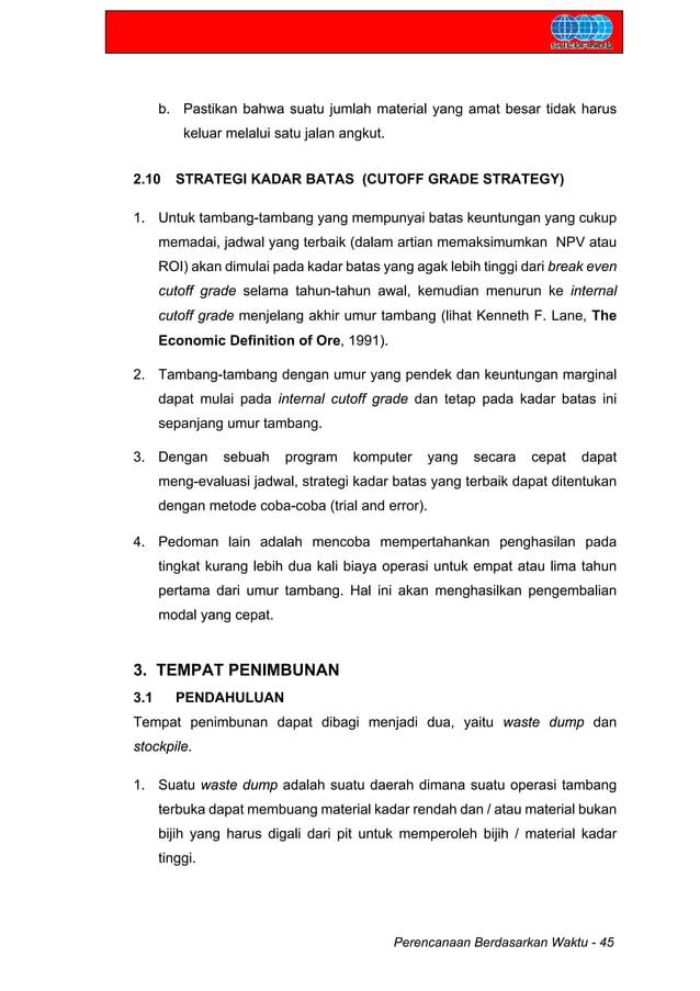 Perancangan Pit Optimizationdan Pushback Pdf