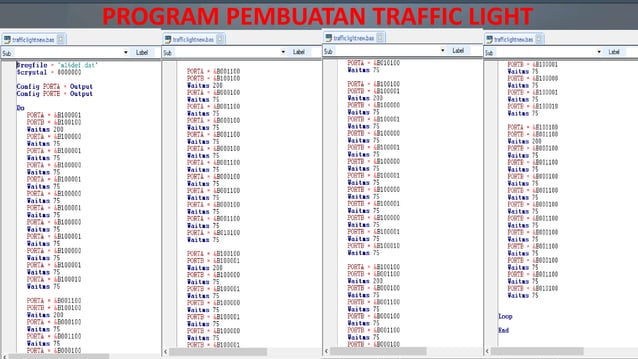 Perancangan program dan pembuatan lampu lalu lintas menggunakan atmega16 | PPTX