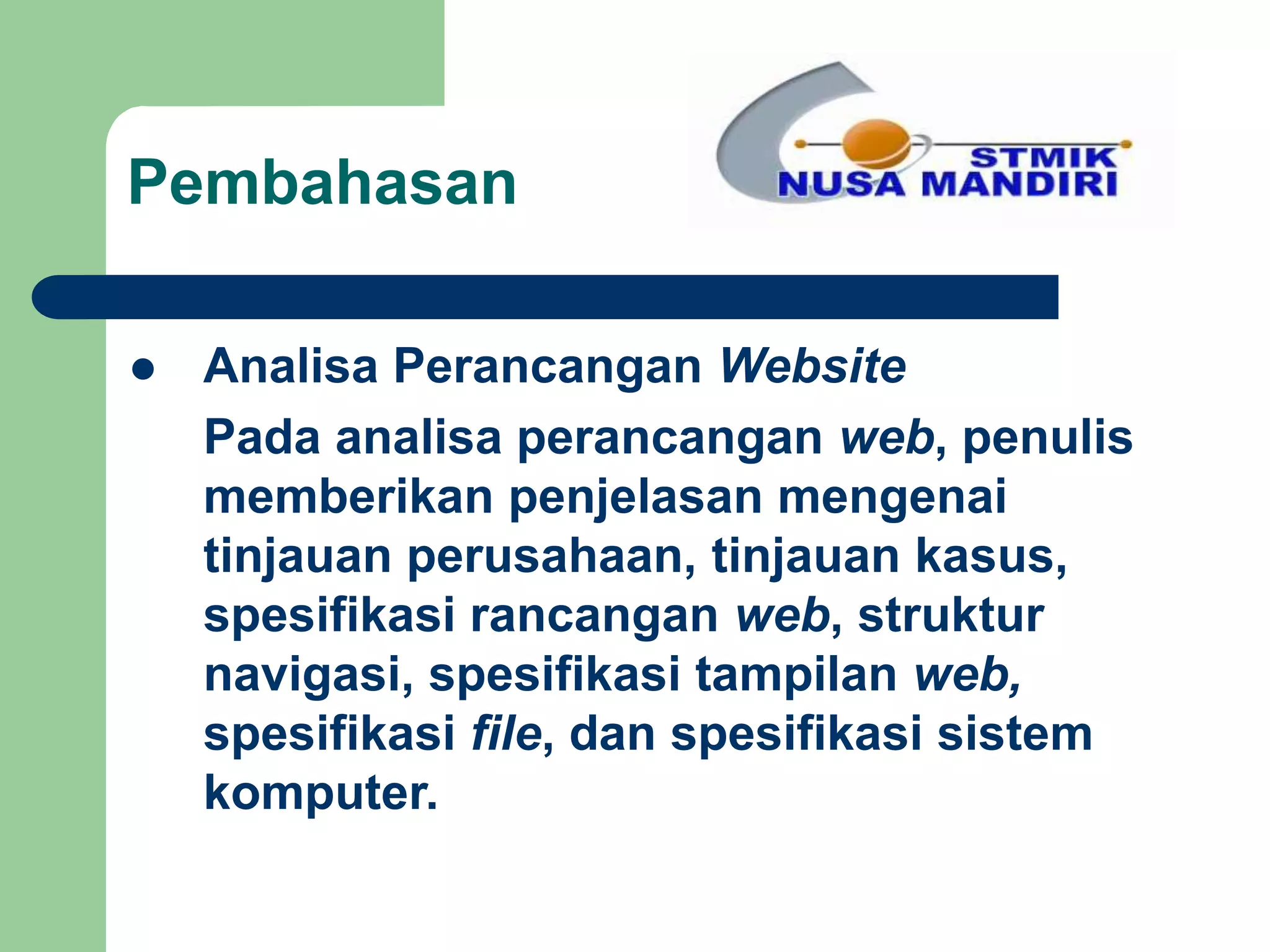 Perancangan sistem informasi berbasis web | PPT