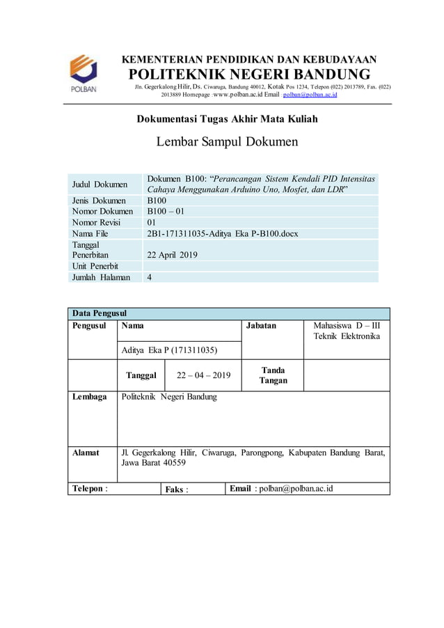 Perancangan sistem kendali pid intensitas cahaya dengan arduino uno ...