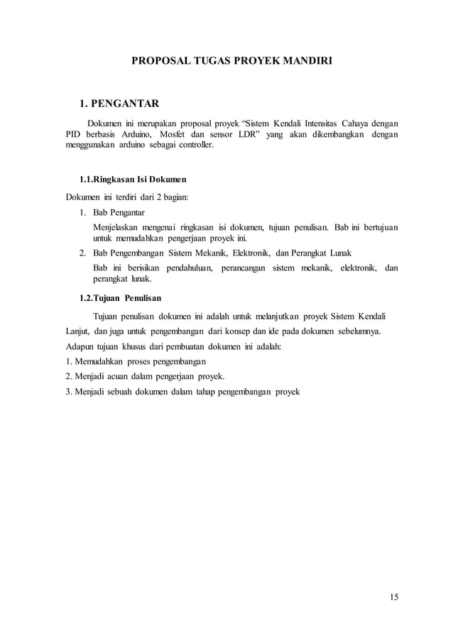 Perancangan sistem kendali pid intensitas cahaya dengan arduino uno ...