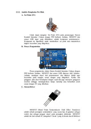 Perancangan sistem kendali pid intensitas cahaya dengan arduino uno, mosfet dan ldr | PDF