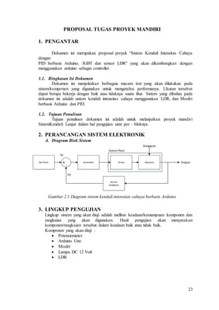 Perancangan sistem kendali pid intensitas cahaya dengan arduino uno ...