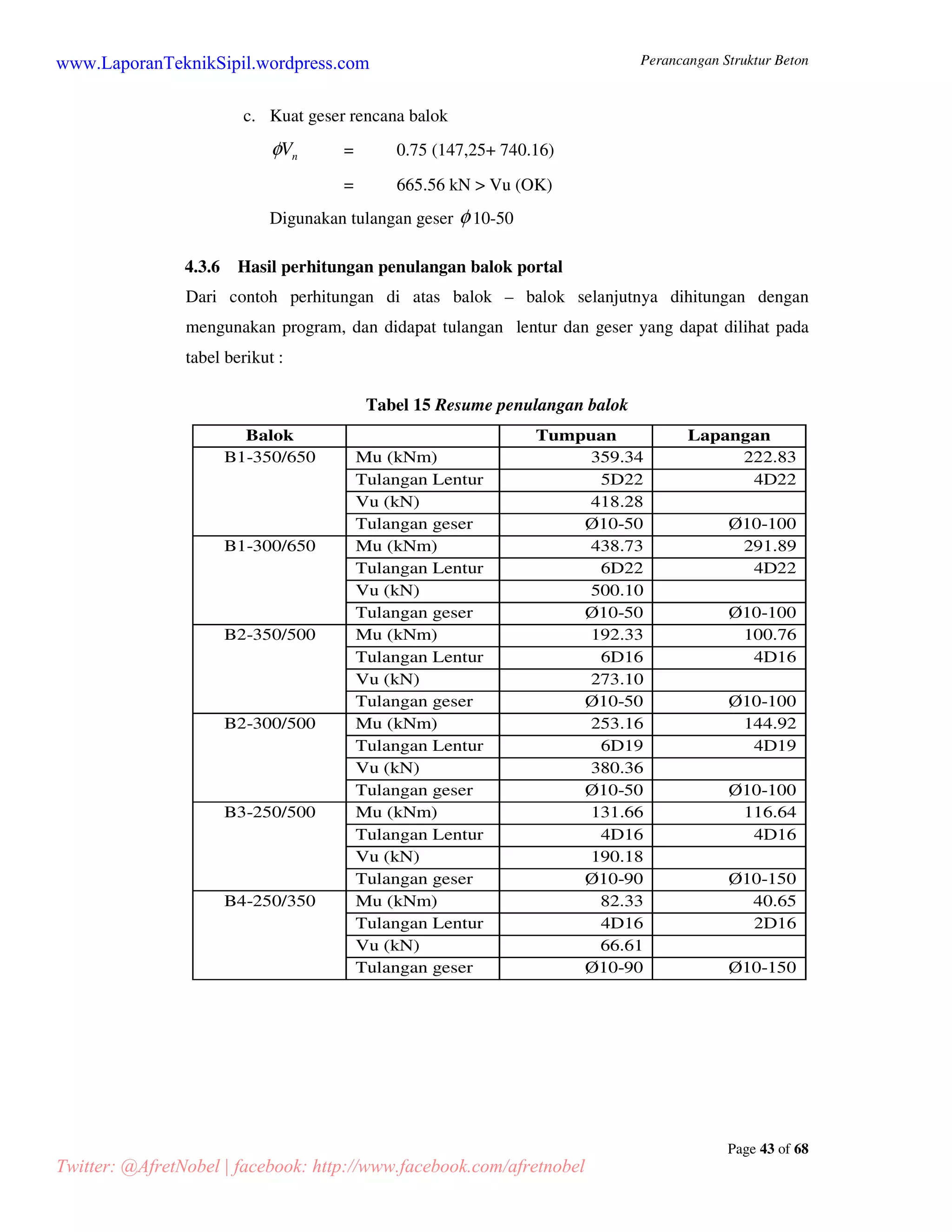 Perancangan struktur beton perpustakaan 4 lantai | PDF