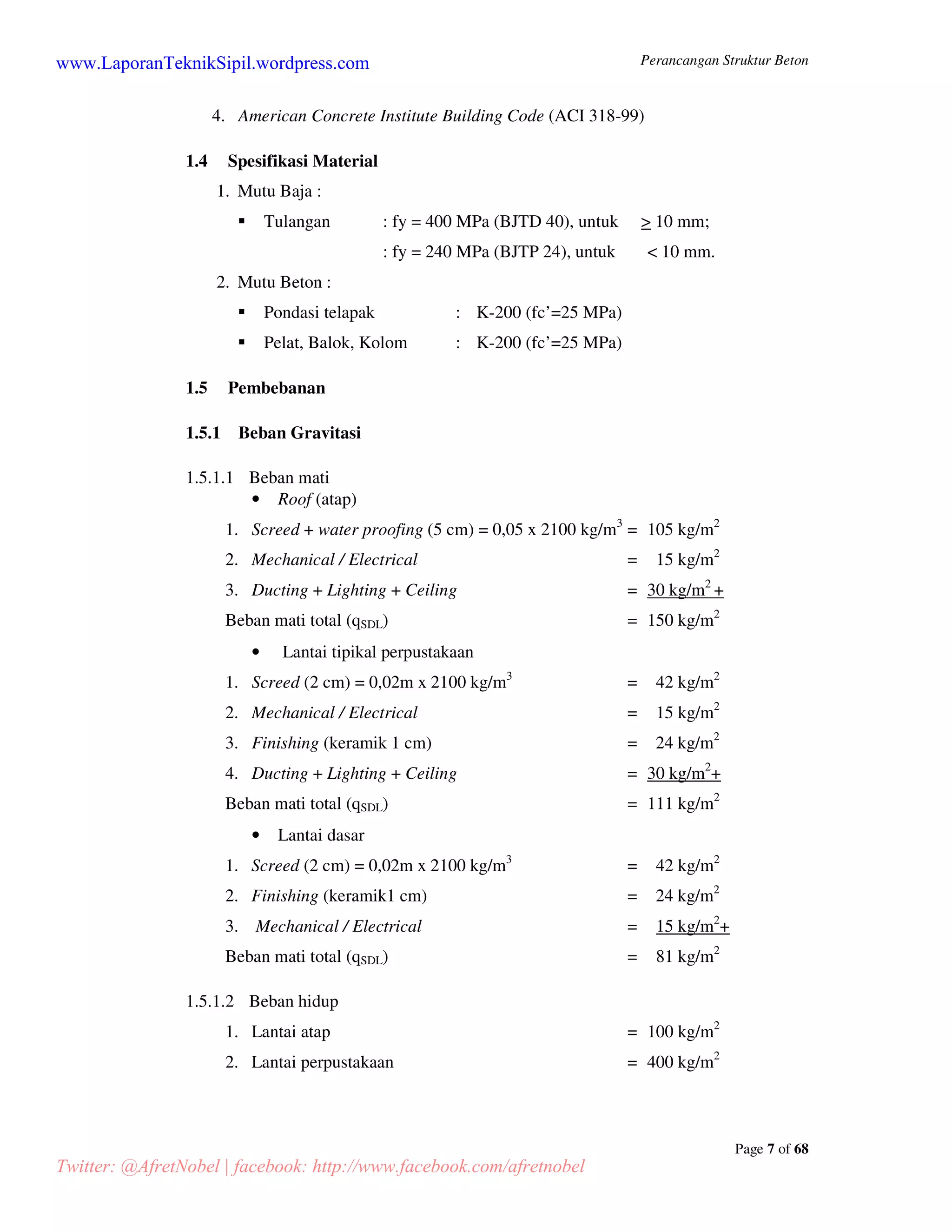 Perancangan struktur beton perpustakaan 4 lantai | PDF