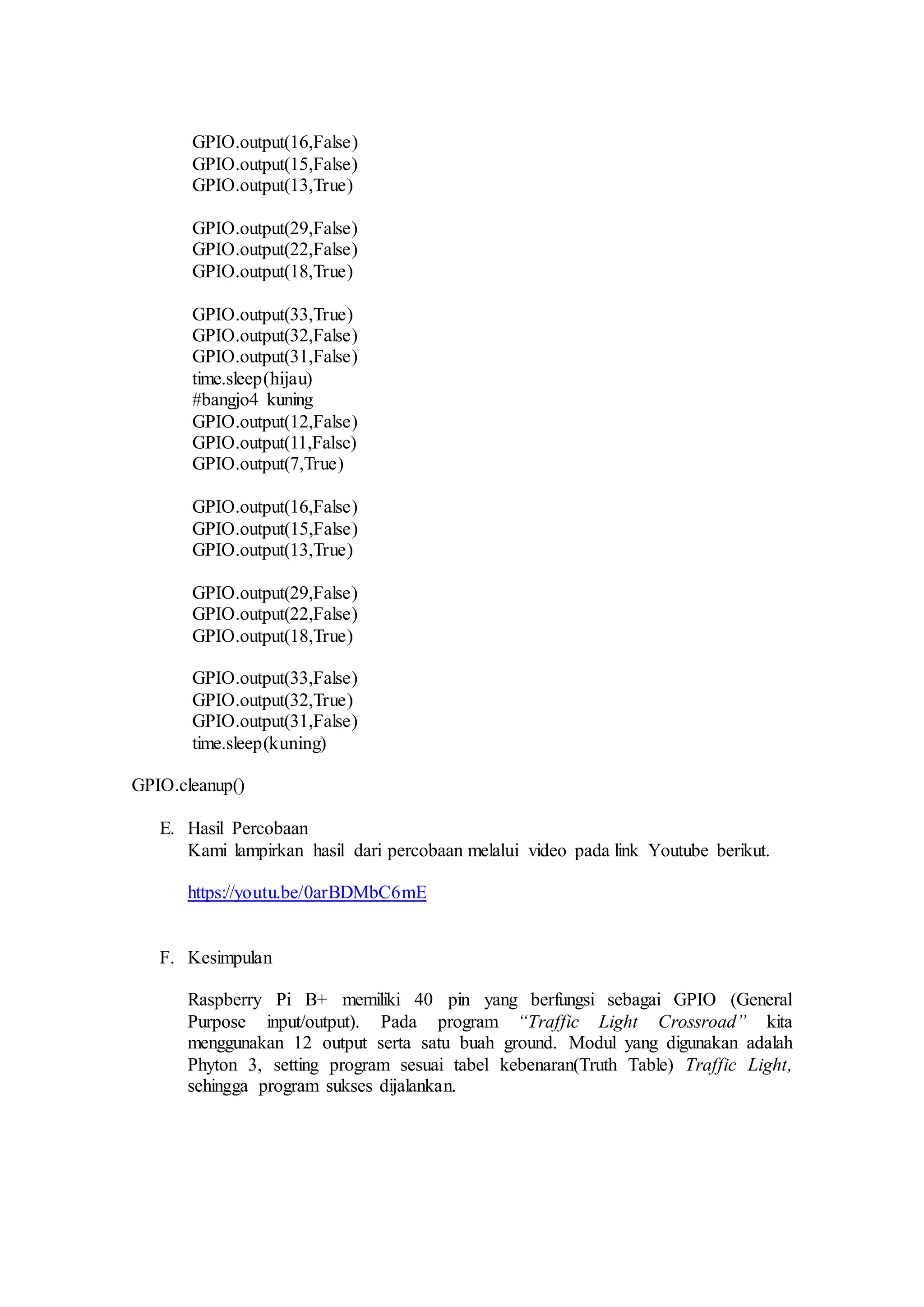 Perancangan traffic light crossroad berbasis mikroprosesor rasbpbery pi b | DOCX