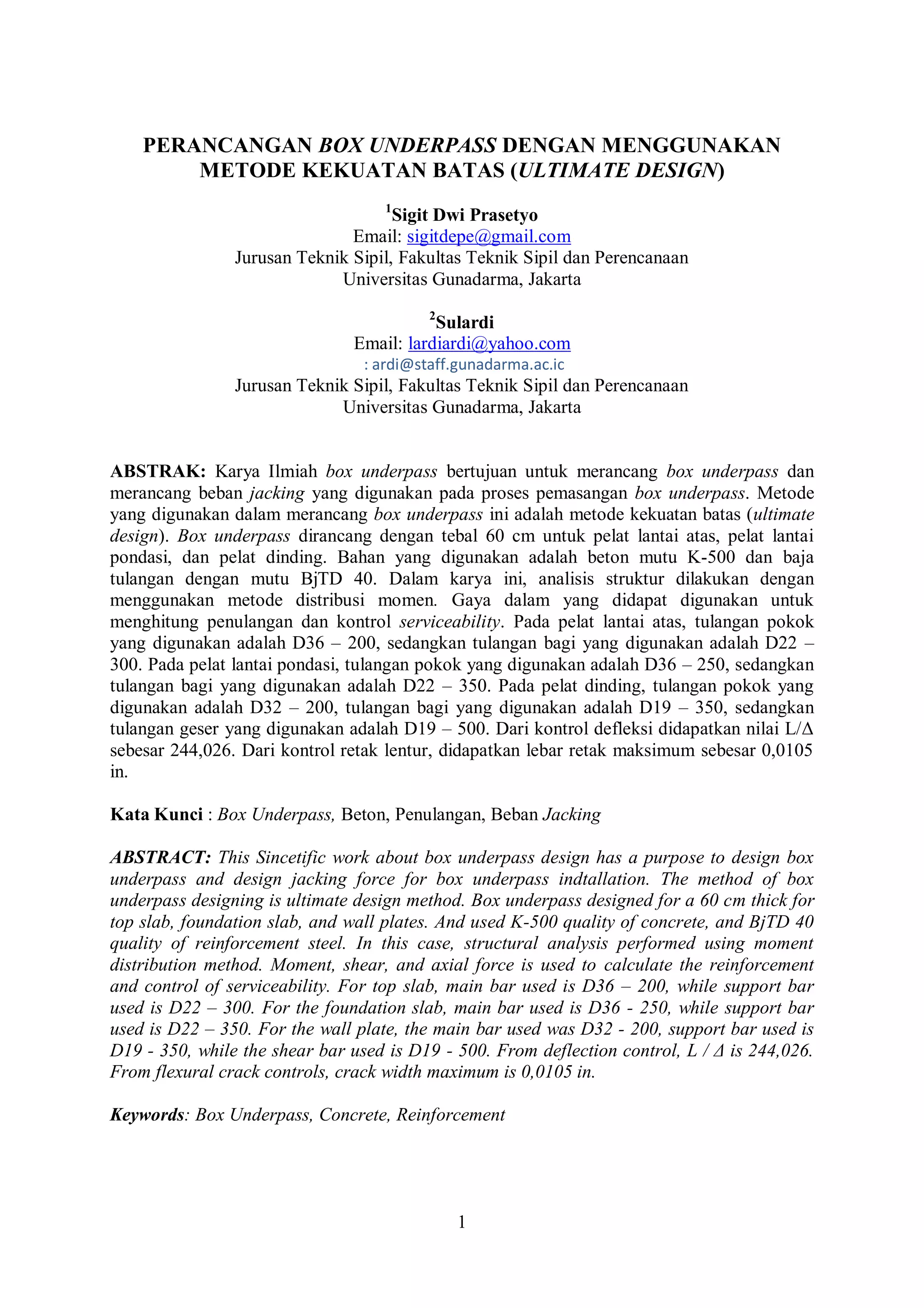 DESAIN BOX UNDERPASS | PDF