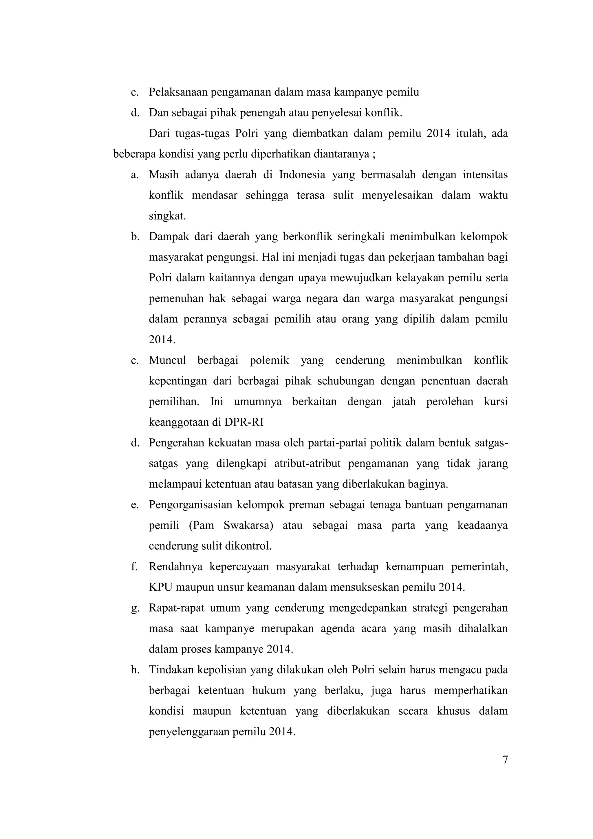 Peran dan fungsi polri dalam pemilu 2014 | PDF
