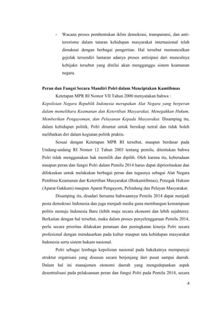 Peran dan fungsi polri dalam pemilu 2014 | PDF
