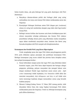 Peran dan fungsi polri dalam pemilu 2014 | PDF
