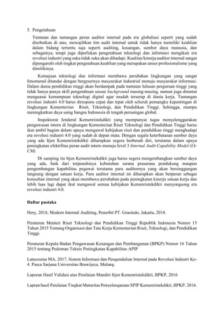 Peran dan tantangan internal auditor di era revolusi industri 4.0 | PDF