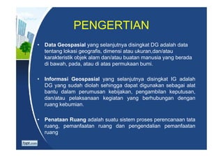 Peran data dan informasi geospasial dalam penataan ruang | PDF
