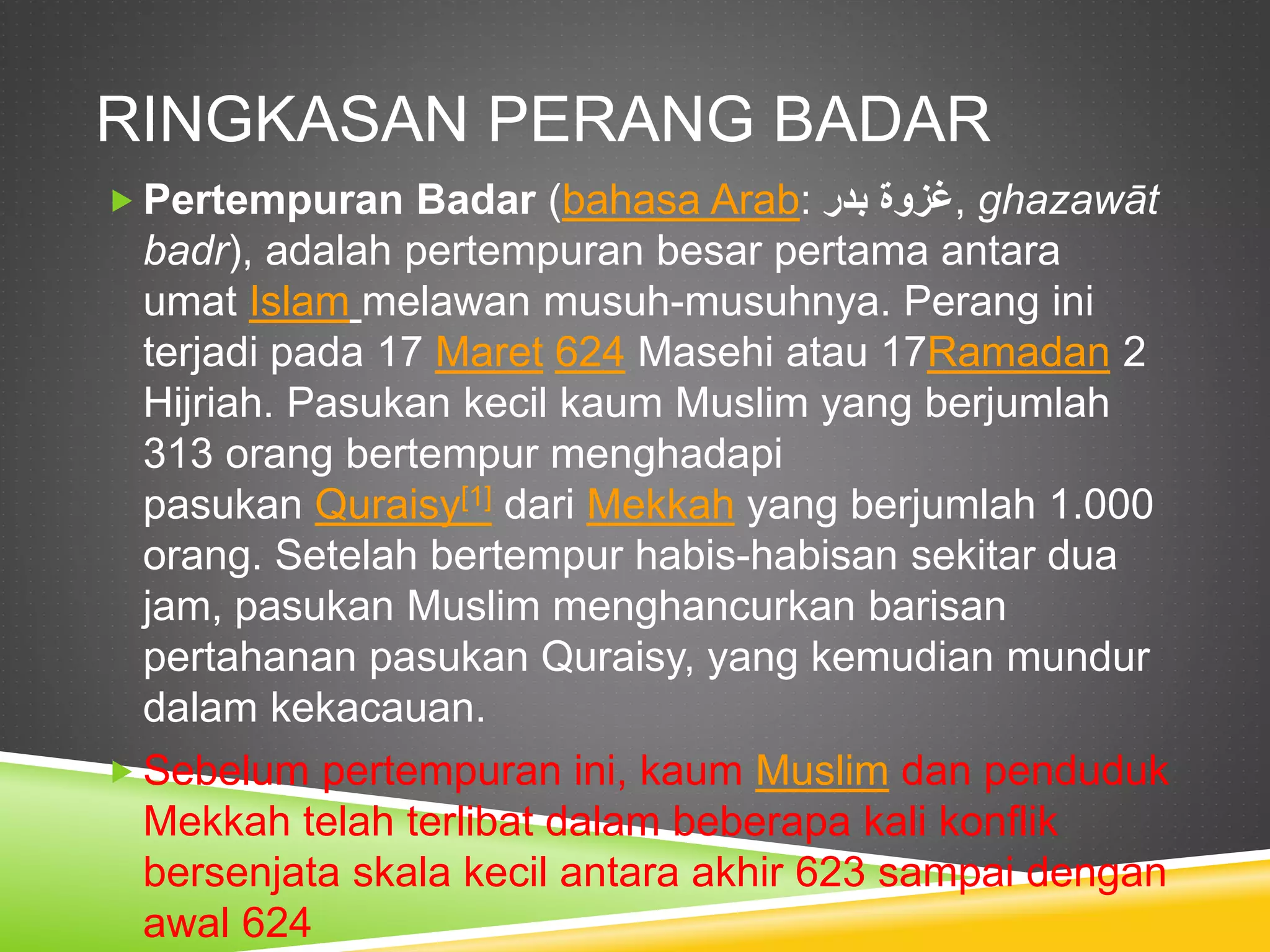 Perang badar vs perang uhud | PPTX
