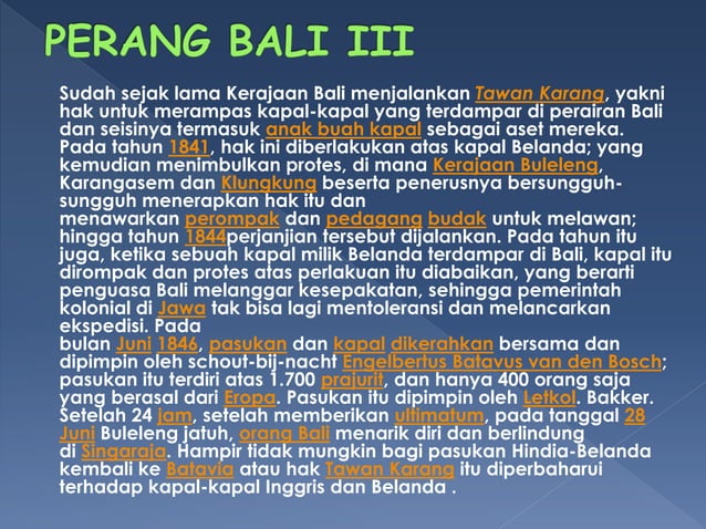 sejarah Perang bali, perang batak, perang banjar | PPTX