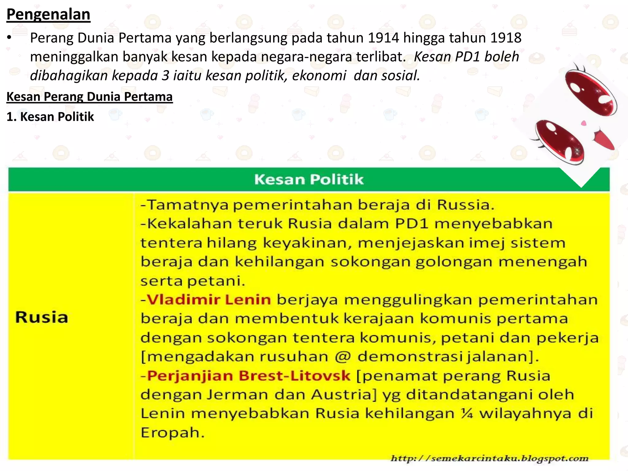 FAKTOR PENCETUS PERANG DUNIA PERTAMA DAN KESAN2 | PPTX