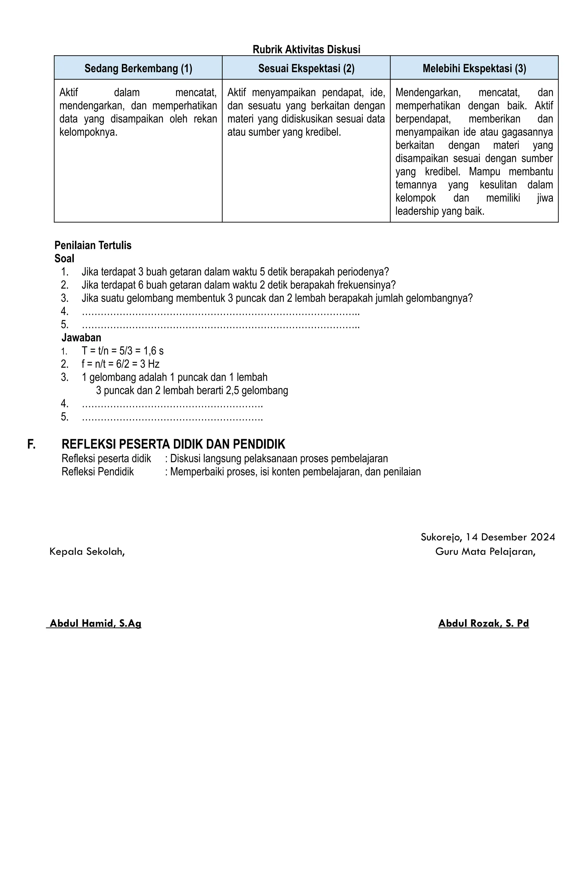 Perangkat Ajar Getaran dan Gelombang Fase D Abdul Rozak SMP Ibrahimy 1 ...