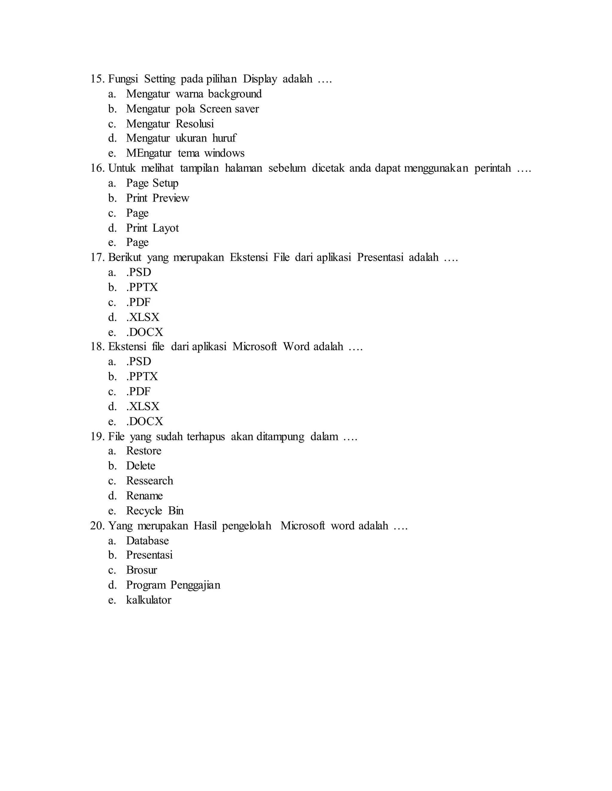 soal UKK Semester II Kelas X | DOCX