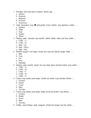 soal UKK Semester II Kelas X | DOCX