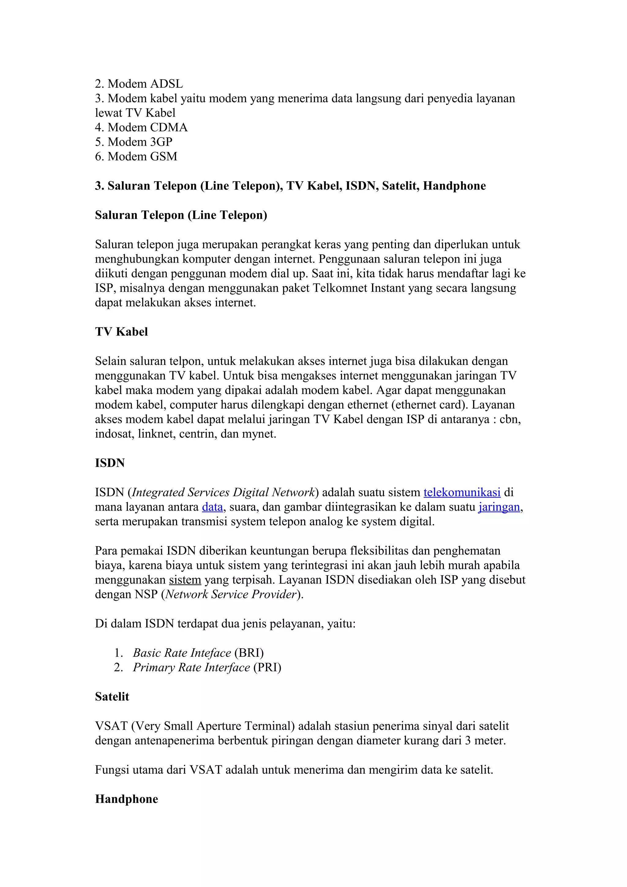 Perangkat keras dan fungsinya untuk akses internet (1) | DOC