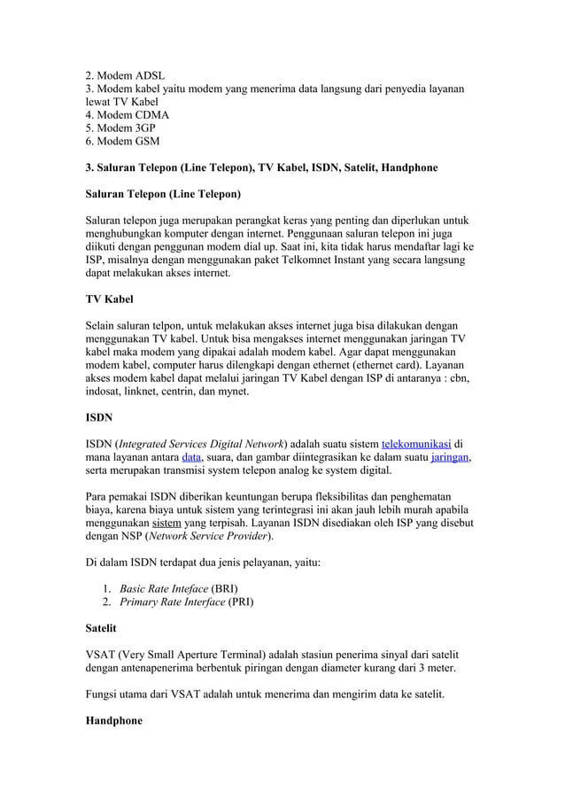 Perangkat keras dan fungsinya untuk akses internet (1) | DOC
