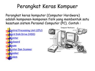 Perangkat keras dan lunak komputer kelas x | PPTX