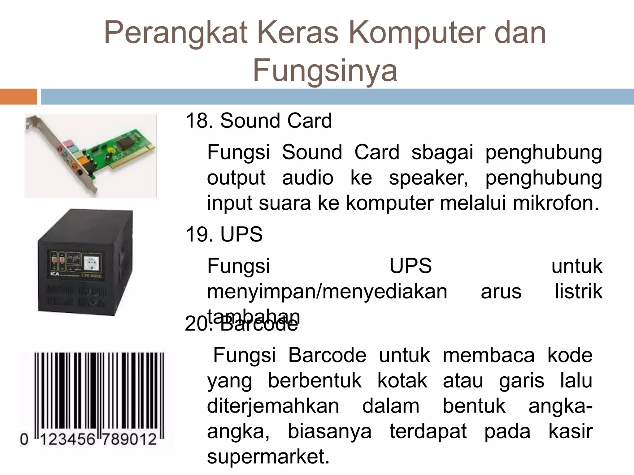 20 Macam Perangkat Keras Komputer dan Fungsinya | PPTX
