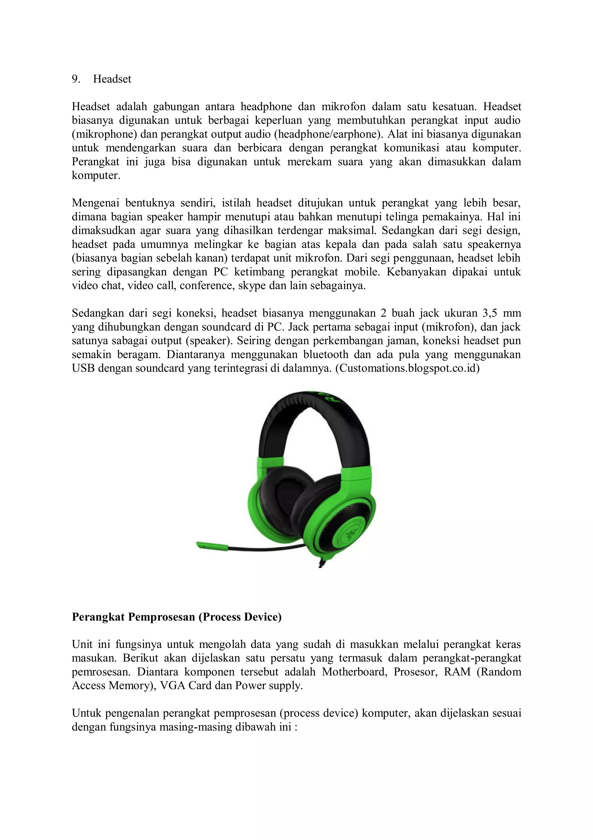 Perangkat Keras Komputer dan Fungsinya | PDF