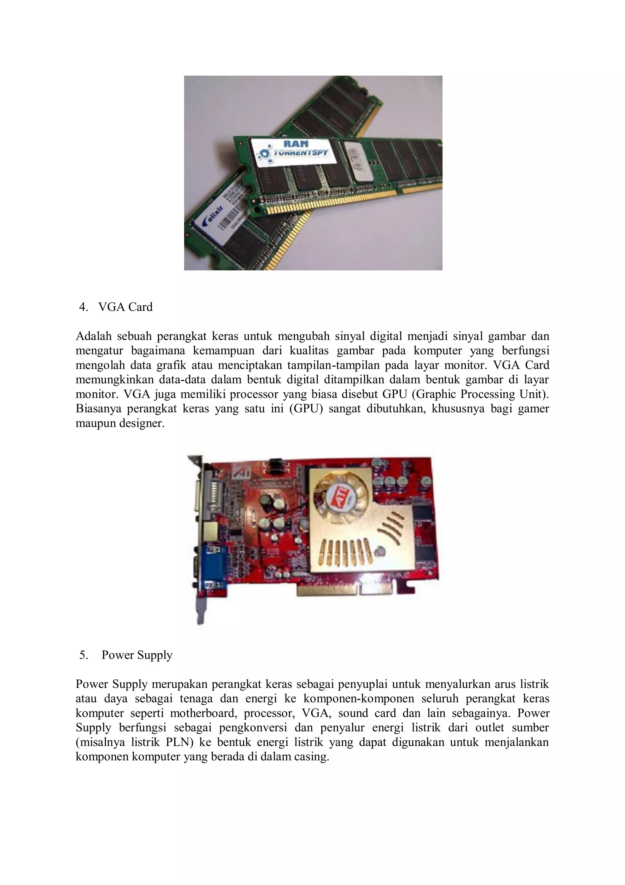 Perangkat Keras Komputer dan Fungsinya | PDF
