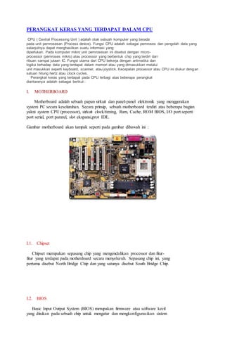 Perangkat keras yang terdapat dalam cpu | DOCX