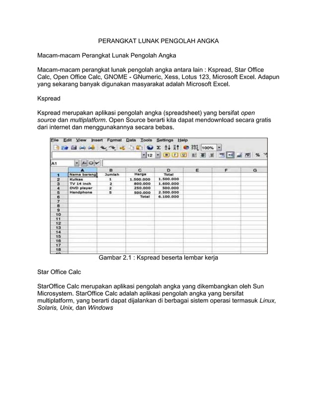 Perangkat lunak pengolah angka | PDF