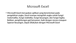 Penggunaan software pengolah angka Ms. Excell | PPT