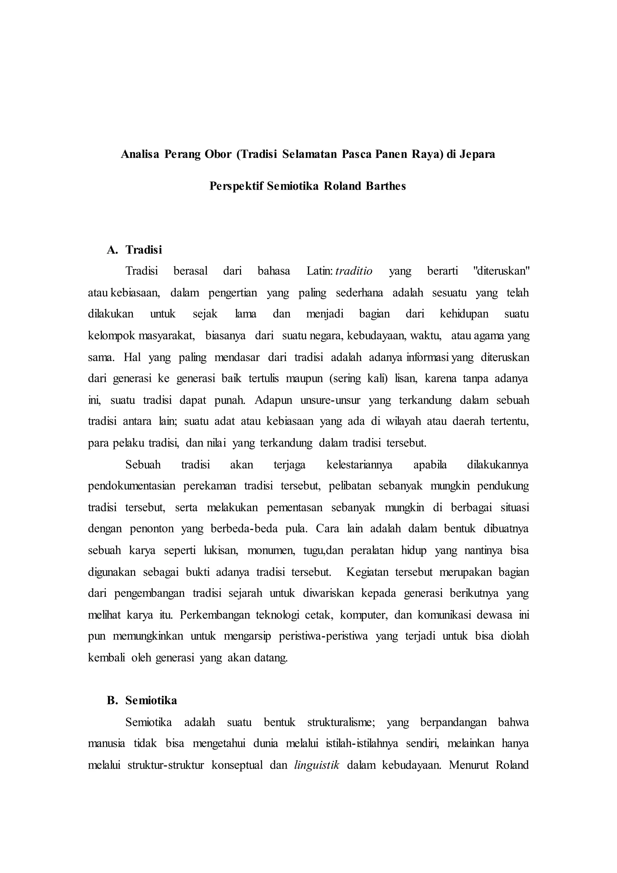 Analisa Perang Obor (Tradisi Selamatan Pasca Panen Raya) Perspektif ...