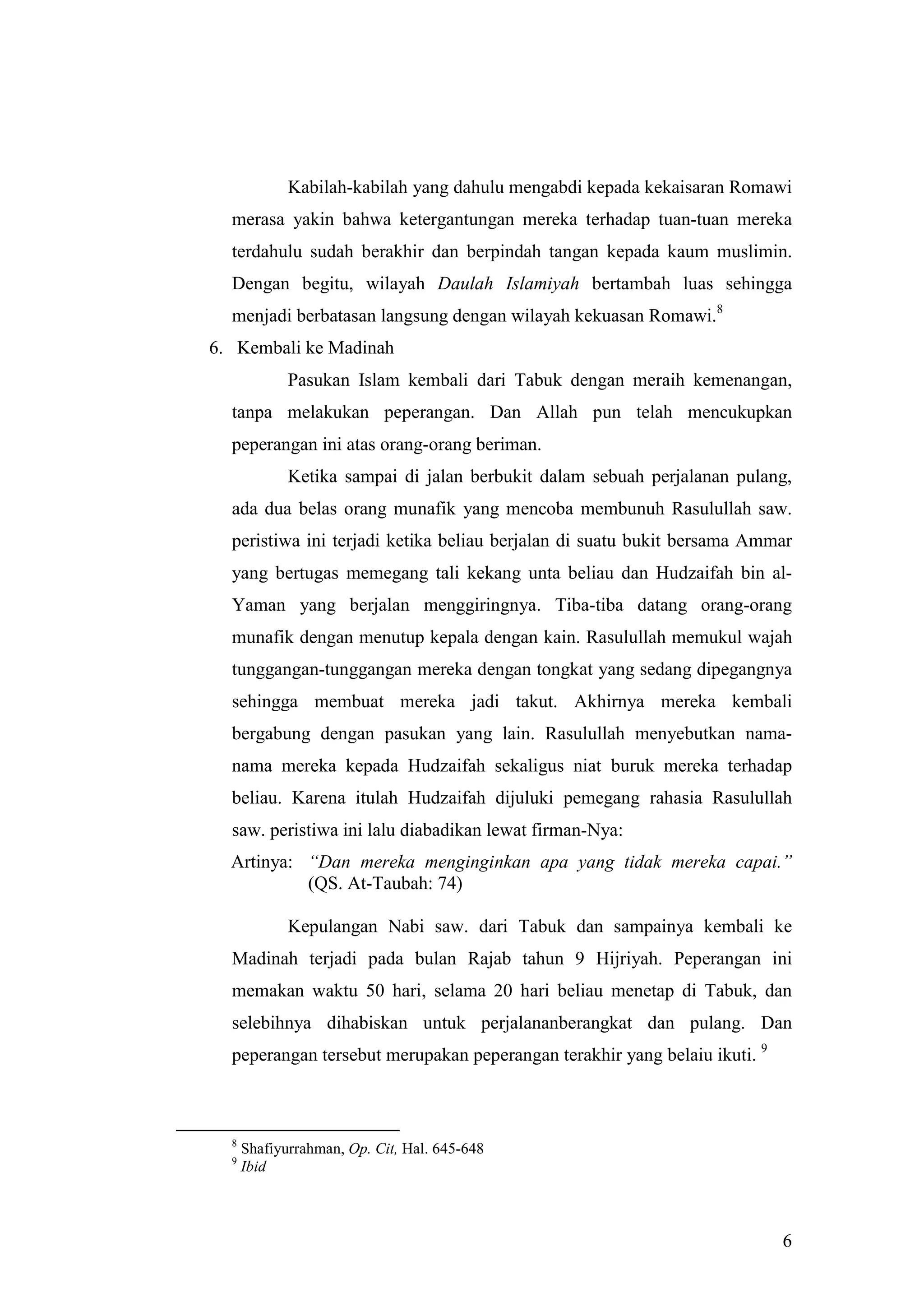 Sirah Nabawiyah: Perang Tabuk | PDF