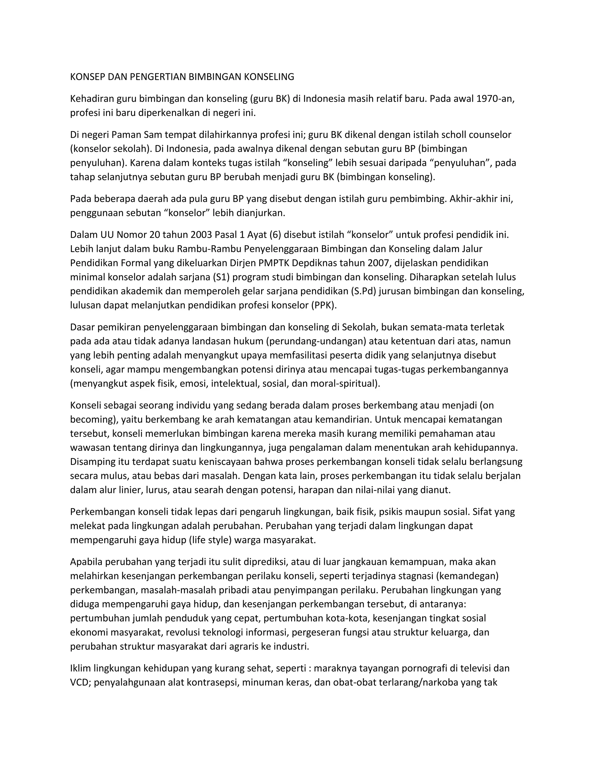 Peran guru bk di sekolah | DOCX
