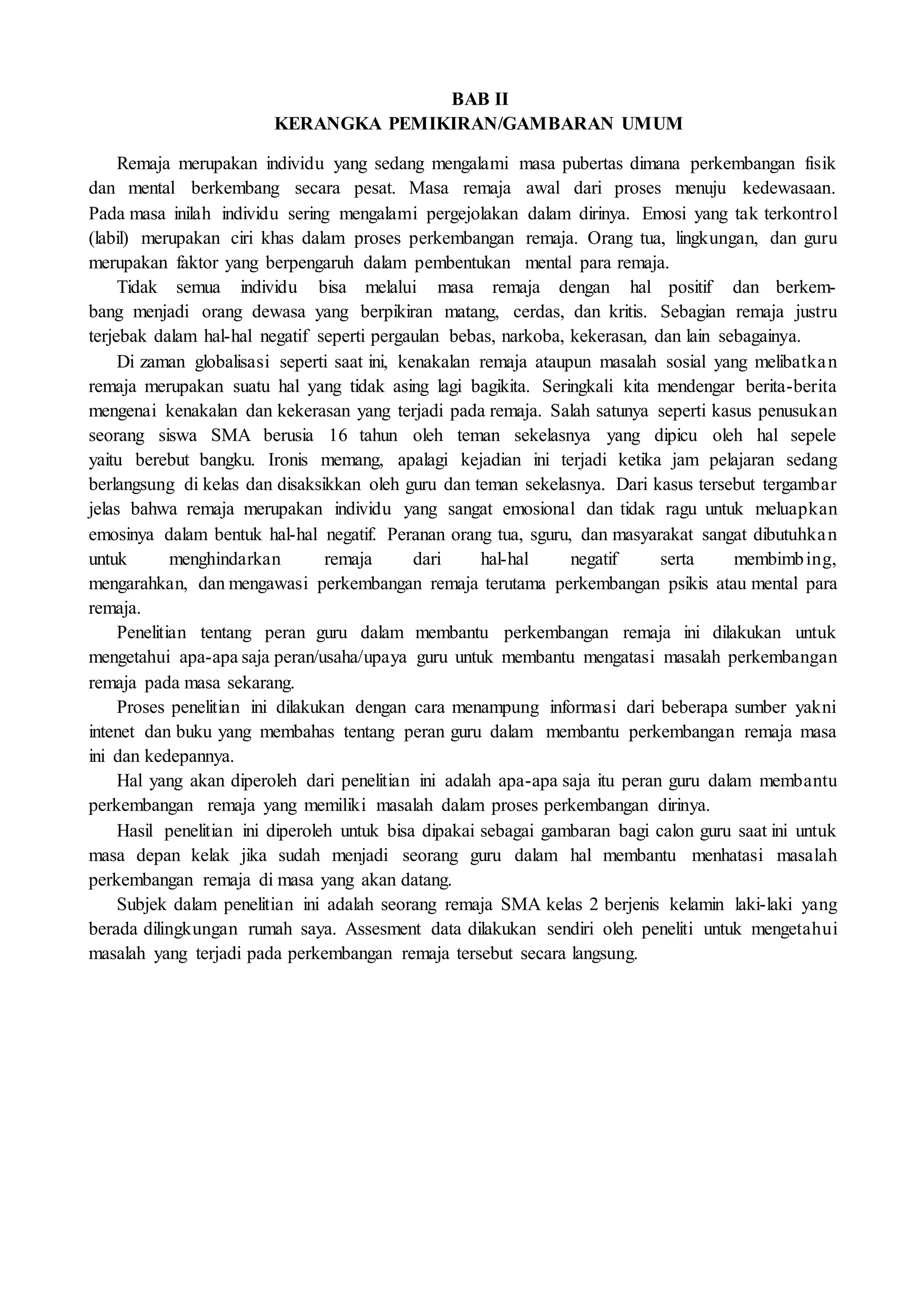 Peran guru dalam membantu perkembangan remaja | DOCX