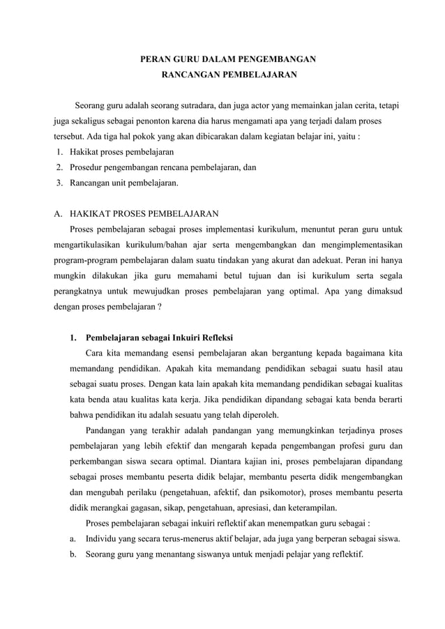 Peran guru dalam pengembangan | DOCX