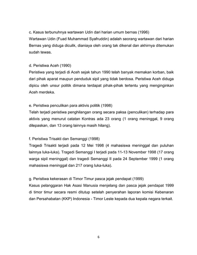 Peran hukum dalam penegakkan hak asasi manusia di indonesia | DOCX