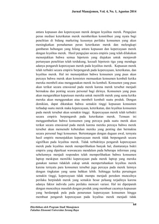 Peran keterikatan merek dalam membangun loyalitas pelanggan | PDF