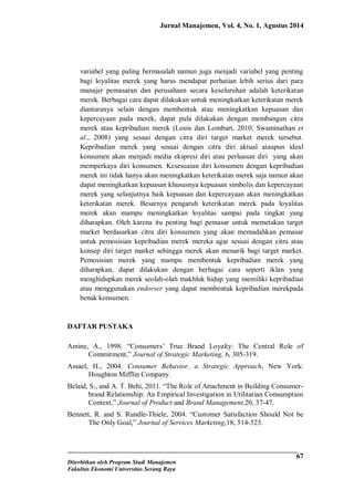 Peran keterikatan merek dalam membangun loyalitas pelanggan | PDF