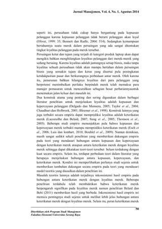 Peran keterikatan merek dalam membangun loyalitas pelanggan | PDF