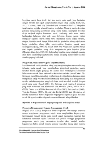Peran keterikatan merek dalam membangun loyalitas pelanggan | PDF