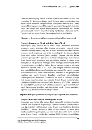 Peran keterikatan merek dalam membangun loyalitas pelanggan | PDF