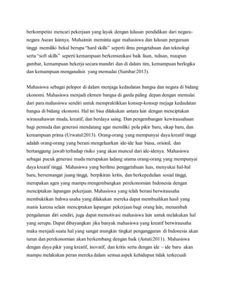 Peran mahasiswa untuk indonesia dalam asean economic community | DOCX